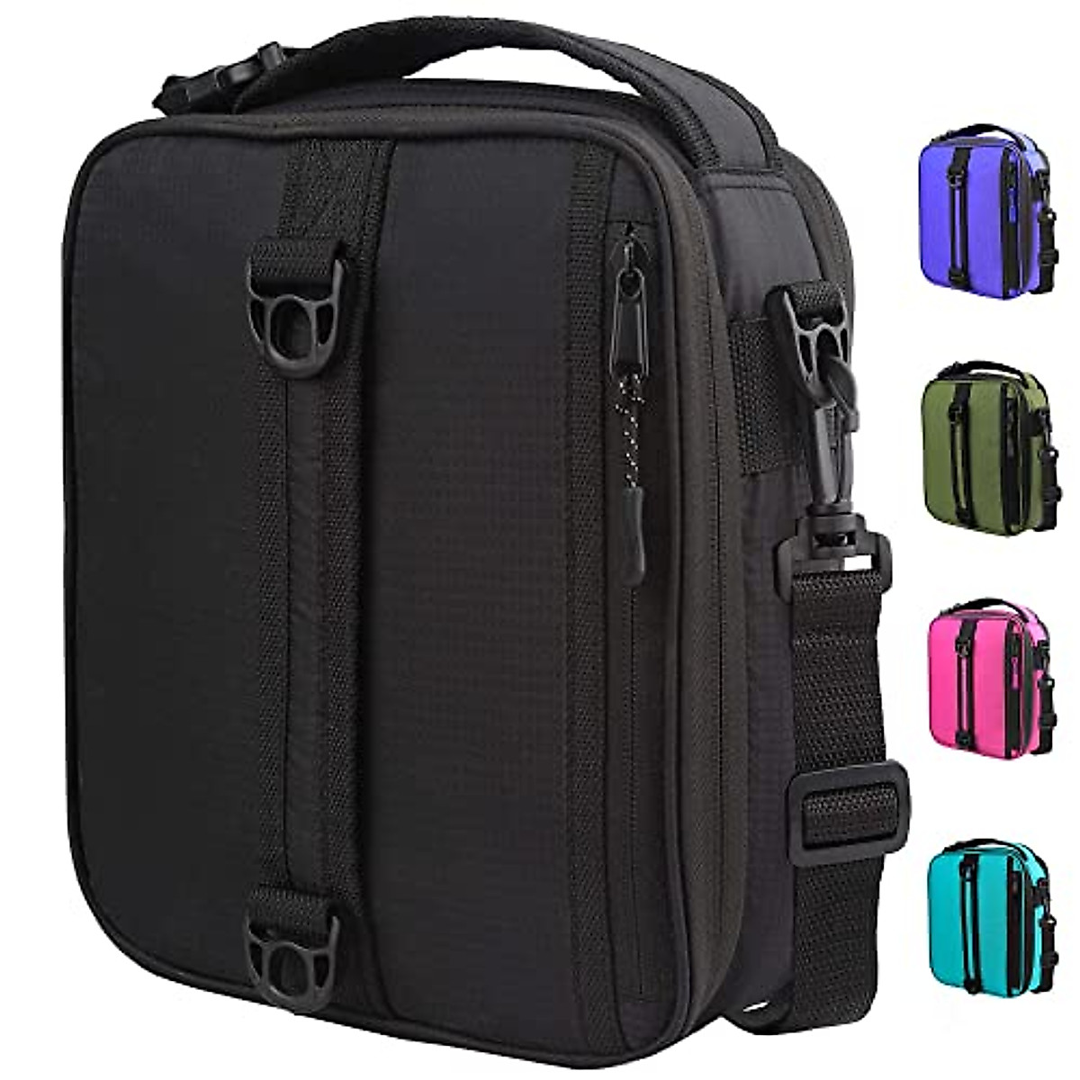 GOWRAPS Insulated Lunch Bag For Kids Women Men-Black Lunchbox For Adults With Strap Small Insulated Lunch Box For Work School Rectangle lunch Boxes Expandable-Black