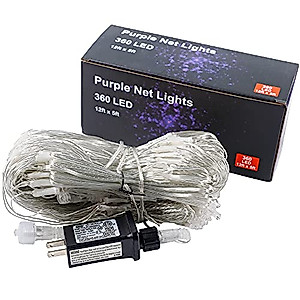 WATERGLIDE Outdoor Halloween Net Lights, 12FT x 5FT 360 LED Christmas Fairy Mesh Lights with 8 Lighting Modes, Connectable for Garden Xmas Tree, Bushes, Holiday Wedding Party Decorations, Purple