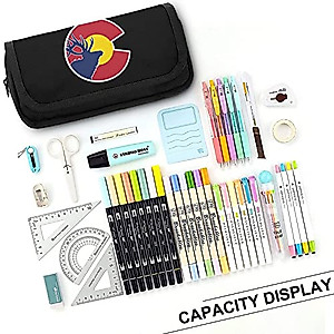 Colorado State Flag Elk Pencil Case with Two Large Compartments Pocket Big Capacity Storage Pouch Pencil Bag for School Teen Adult