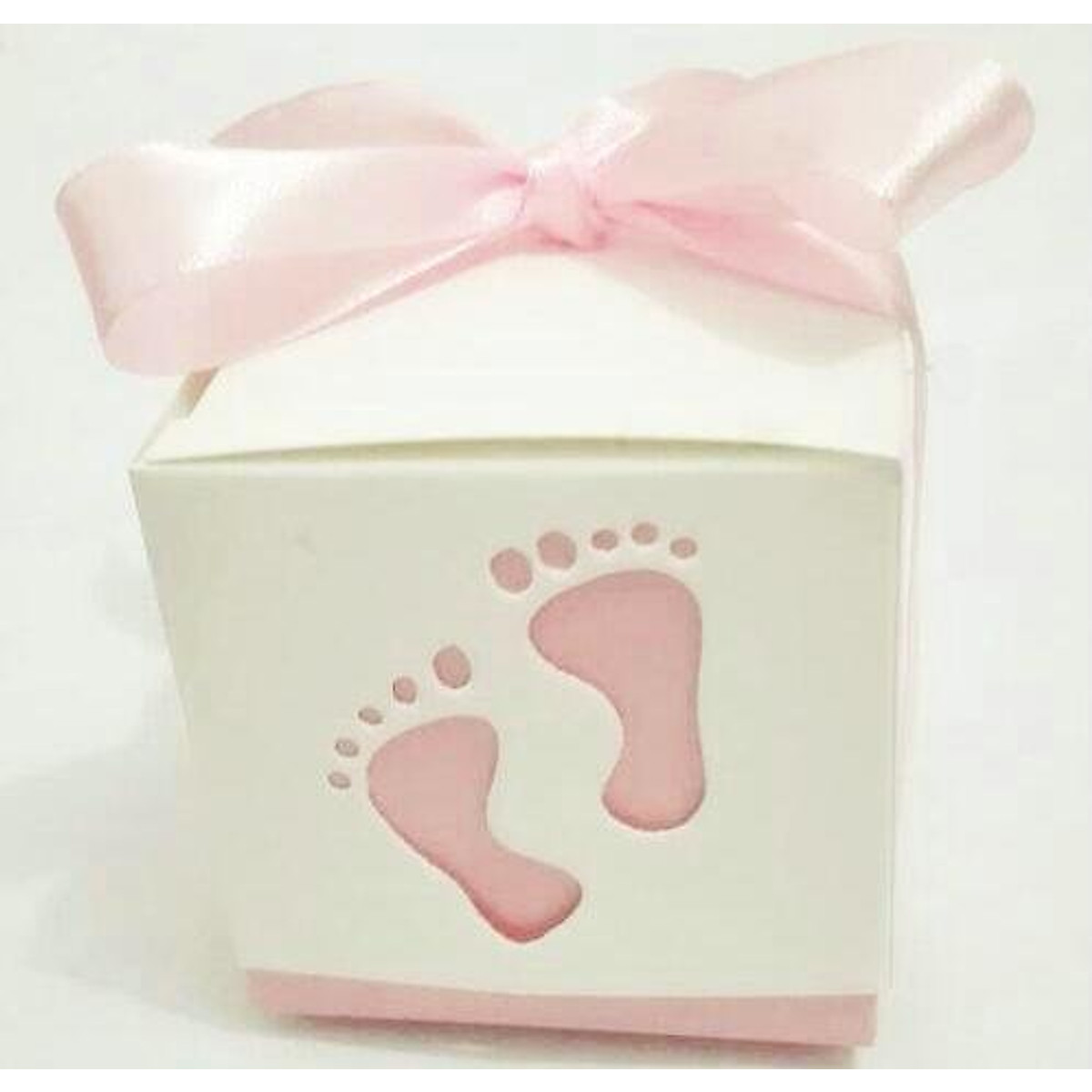 Since 50pcs Baby Shower Ribbon Favour Gift Candy Boxes Wedding Favors and Gifts for Wedding (Pink)