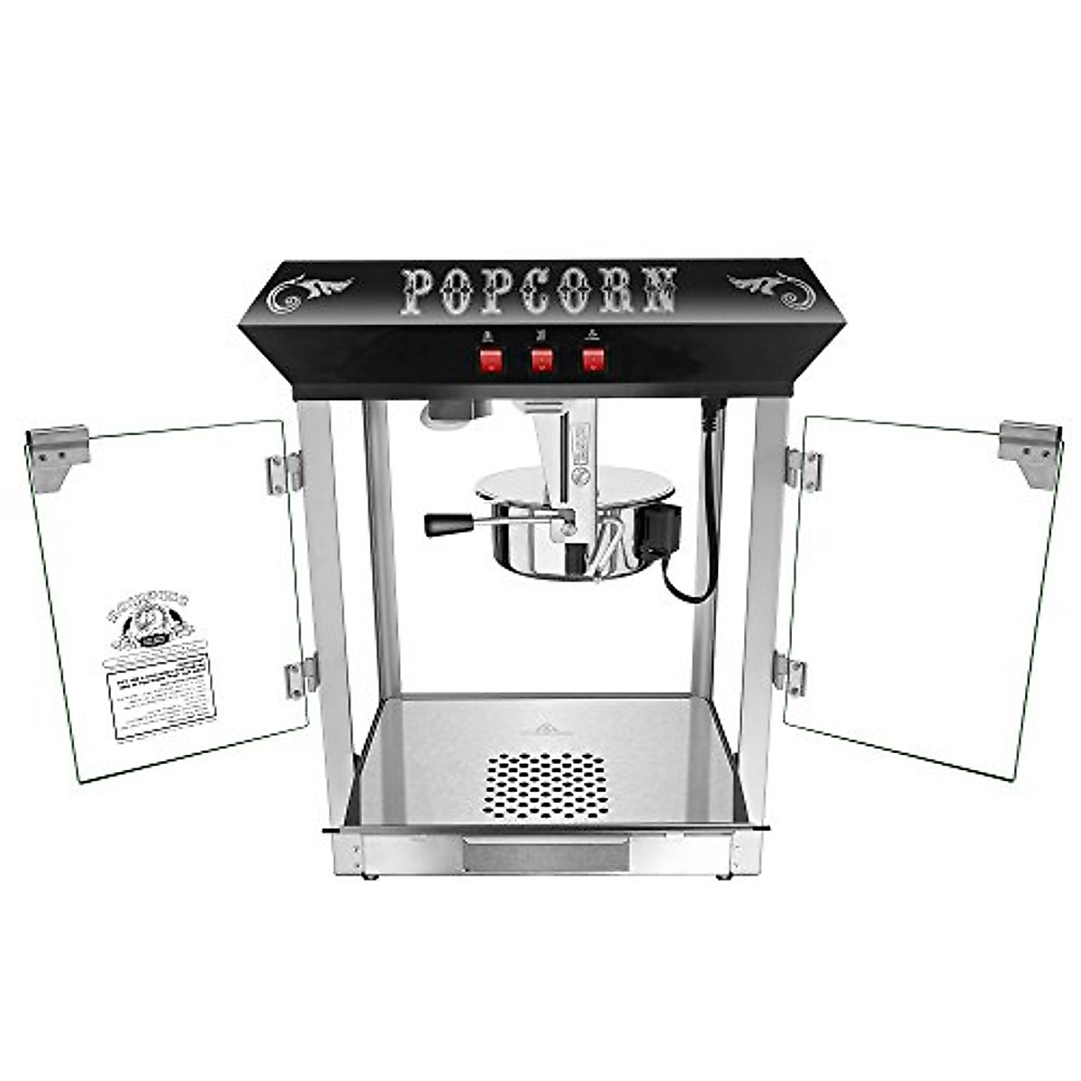 Hot and Fresh Countertop Popcorn Machine – 3 Gallon Popper – 8oz Kettle, Old Maids Drawer, Warming Tray, Scoop by Superior Popcorn Company (Black)