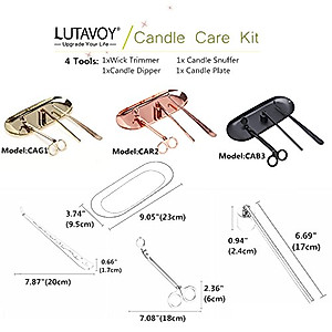 LUTAVOY Candle Accessory Set Candle Wick Trimmer Candle Wick Dipper Candle Snuffer Storage Tray 4 Packs Candle Care Kit Gift for Candle Lovers(Black - CAB3)