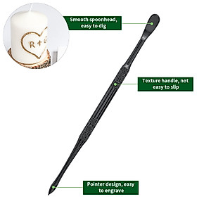 Suiwotin 3PCS Wax Carving Tools, Stainless Steel Wax Tool Carving Tool Kit, Double-Headed Sculpting Tool Spoon, Black