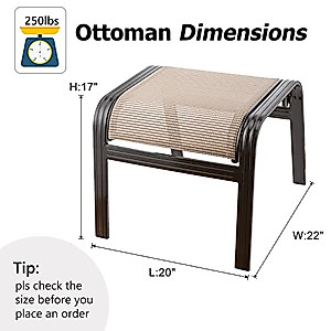 2O2OUP Summerville Outdoor Ottomans Textliene Patio Furniture Small Seating Furniture Aluminum Metal Footstools for Rest Set of 2