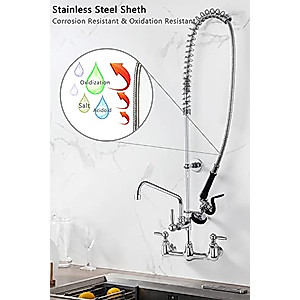 AGAHPAY Pre Rinse Hose Commercial Sink Sprayer Hose Commercial Faucet Parts Replacement Kit 38" Flexible Hose for Commercial Faucet Sprayer, Stainless Steel Sprayer Hose for Commercial Faucet