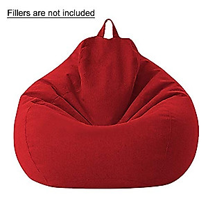 iayokocc Bean Bag Chairs Cover, Lazy Lounger Bean Bag Storage Chair Cover, Stuffable Zipper Beanbag Covers for for Kids and Adults, 100X120cm(Red)