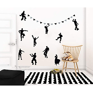 Video Game Wall Decal Wall Sticker Poster Floss Dancing Decal Game Room Decor Peel & Stick Game Decal Baby Bedroom Home Decor Gaming Stickers (34.6" x 23.6") (Black)