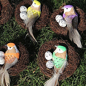 Asekonc 4PCS Easter Birds Nest Decorating, Rattan Nest for Crafts Home Party Decor Party, Wedding Patio Garden Succulent Planter Moss Landscape DIY Terrarium(5.9Inch)