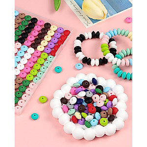 240PCS FIVEIZERO Silicone Lentil Beads,12mm Silicone Beads Abacus Beads Silicone Beads Bulk Silicone Spacer Beads Colorful DIY Lanyard Beads for Making Necklace Keychain Accessories(16 Colors)