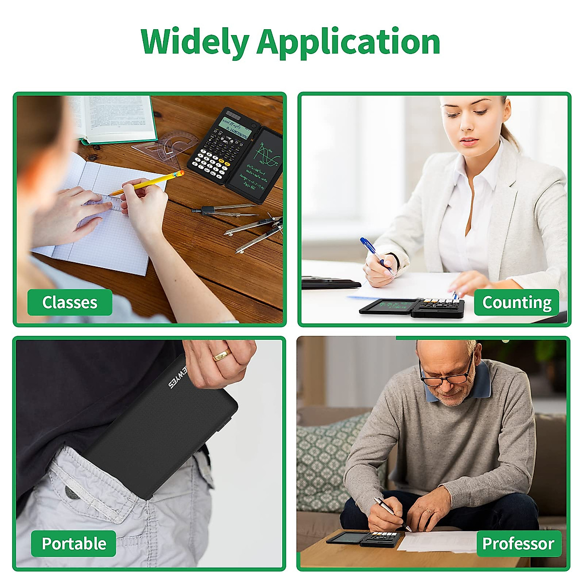 NEWYES Scientific Calculators with Writing Tablet, Upgraded 991MS Solar Energy LCD Science Calculator Notepad with 349 Function, Professional Foldable Calculator for Students, School and College