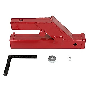 Gooeap Clamp On Trailer Hitch Tractor Ball Bucket Trailer Receiver Hitch 2" Hitch Mount Adapter Compatible with Deere Bobcat Tractor Bucket Red