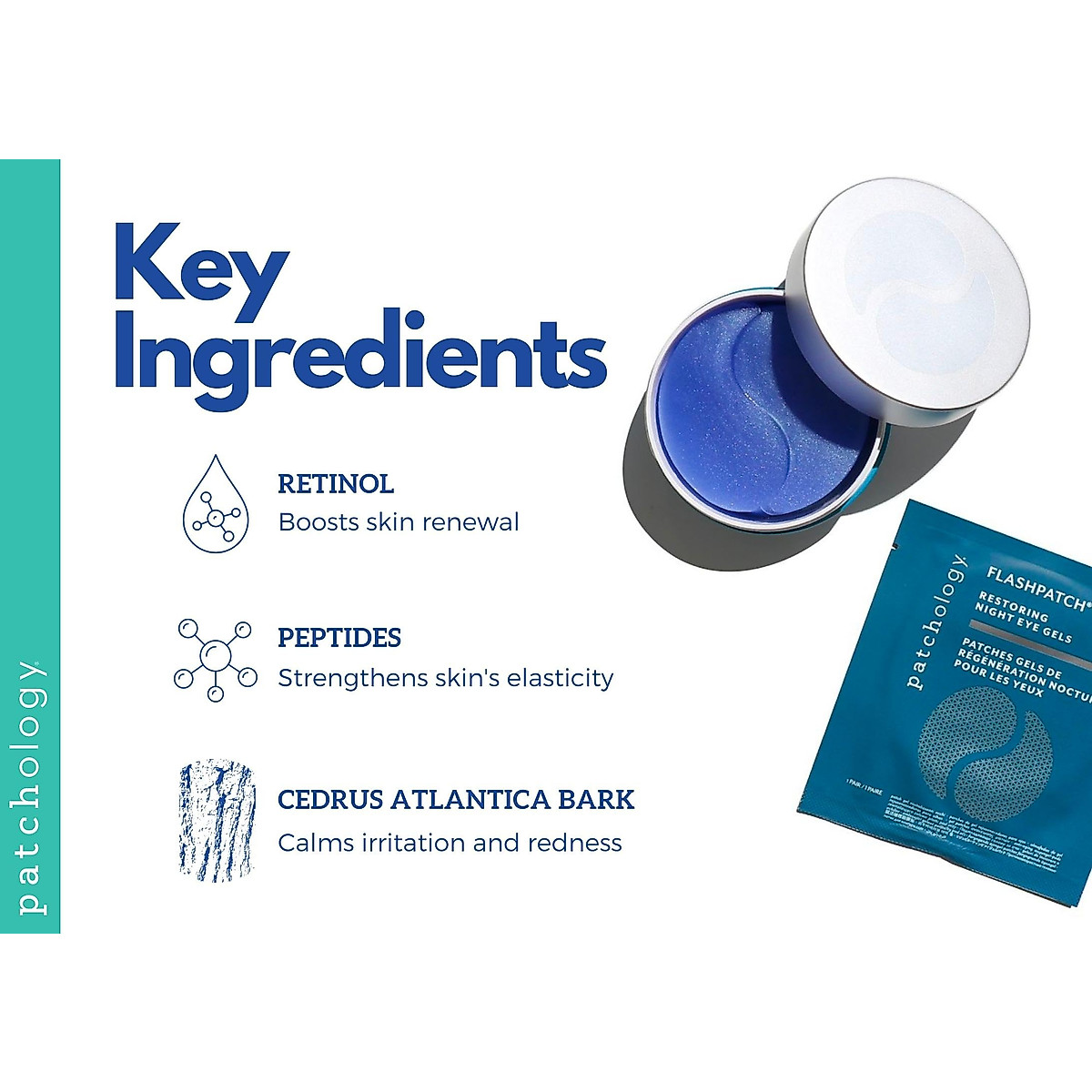 Patchology Restoring Eye Gel Patches with Retinol & Collagen - Eye Masks for Dark Circles, Puffy Eyes & Wrinkles - Anti-Aging Overnight Eye Pads Set - Brighten Skin Care for Eye Bags (30 Pairs)