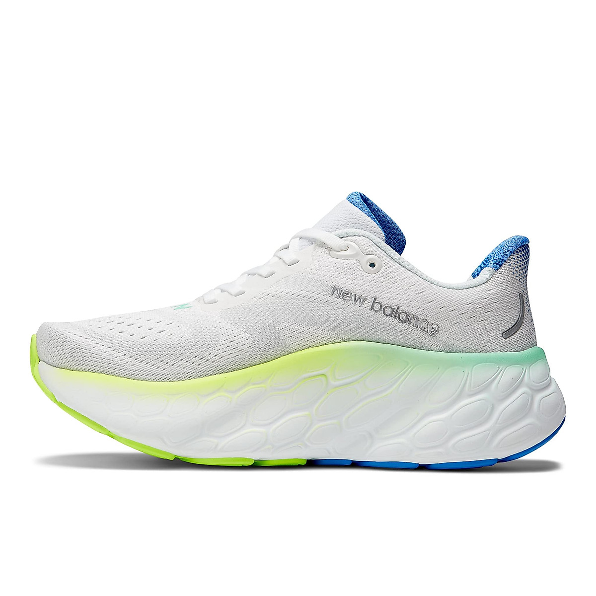 New Balance Women's Fresh Foam X More V4 Running Shoe, White/Cobalt, 12 Wide