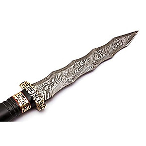Skokie Knives Custom Hand Made Damascus Steel Hunting Dagger Knife Handle Bull Horn