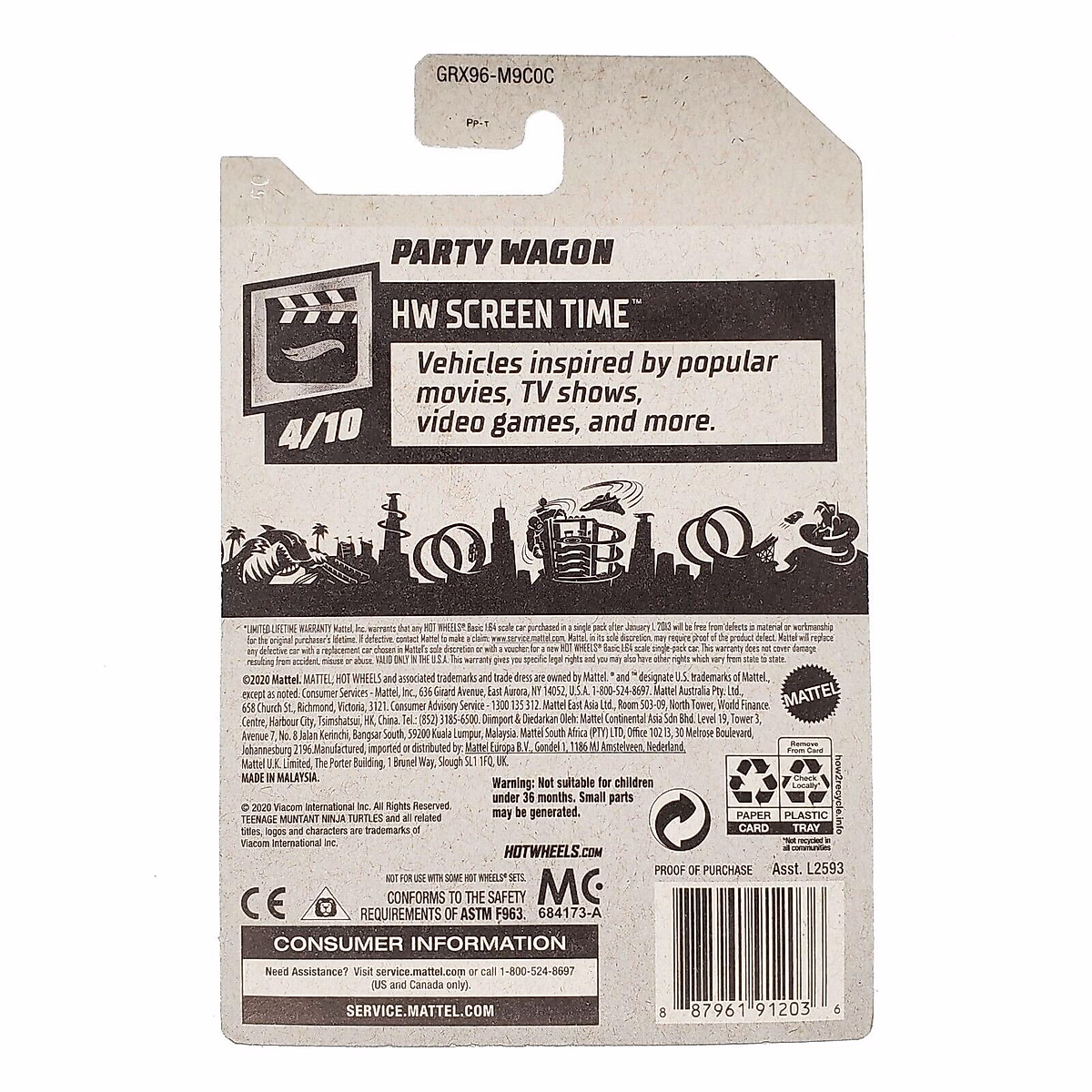 Hot Wheels Teenage Mutant Ninja Turtles Screen Time ~ Party Wagon - 4/10