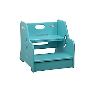 Little Partners Toddler Step Up Stool | 2 Step Adjustable Height for Kitchen, Bathroom or Nursery (Turquoise)