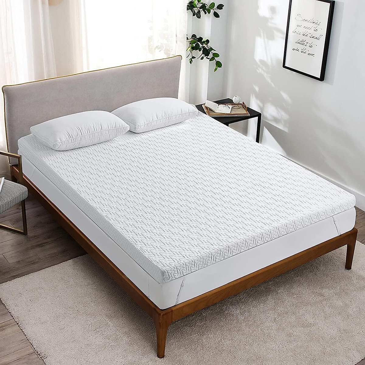 3 Inch Gel Memory Foam Cooling Mattress Topper Queen Size, Mattress Pad Cover for Pressure Relief, Bed Topper with Removable Cover，Soft & Breathable