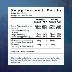 Focus Select AREDS2 Based Eye Vitamin-Mineral Supplement - AREDS2 Based Supplement for Eyes (180 ct. 90 Day Supply) - AREDS2 Based Low Zinc Formula - Eye Vision Supplement and Vitamin