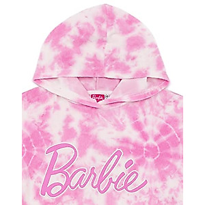 Barbie Girls Towel Poncho | Kids Pink Tie Dye Wearable Bath Towel | Doll Graphic Changing Robe | Cosy Swimwear Beach Cover Up