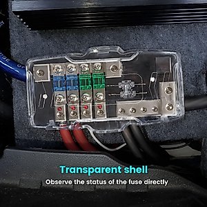 NuIth 150 AMP Car Protection Stereo Switch Fuse + 2 Way in 4 Way Out Fused Distribution Block with Red LED Indicator
