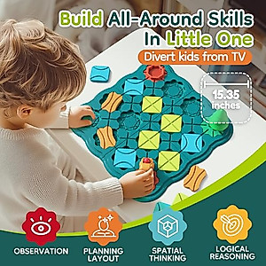 Kids Toys STEM Board Games - Logic Road Builder Brain Teasers Puzzles for 4 5 6 7 Year Old Boys Girls, Educational Montessori Birthday Gifts for Ages 4-8 Preschool Classroom Learning (38 PCS)