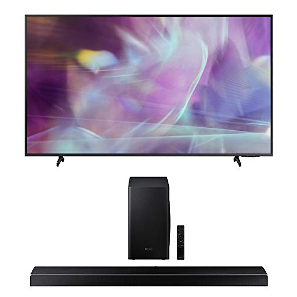Samsung QN55Q60AA 55" QLED Q60 Series 4K Smart TV Titan Gray with a Samsung HW-Q60T Wireless 5.1 Channel Soundbar and Bluetooth Subwoofer (2021)