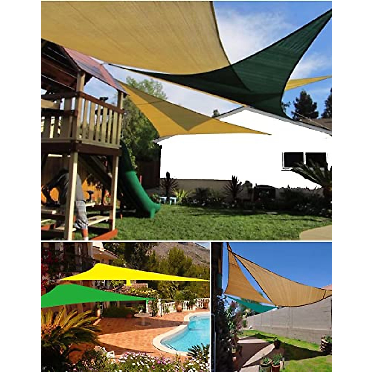 MeGaLuv Sun Shade Sail Outdoor Waterproof Right Triangle 5X5X7ft Canopy Sail Shade UV Protection for Garden Patio Block with Rope Shade Sail Kit White