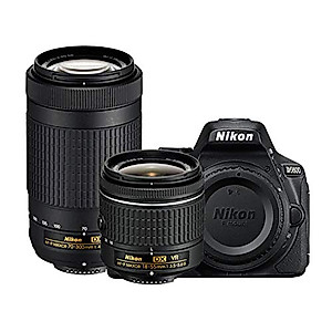 Nikon D5600 24.2MP DSLR Camera with 18-55mm and 70-300mm Lenses Bundled with 64GB SD Card, Filters, and Accessories (9 Items)