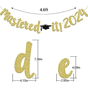 Mastered It 2024 Banner, Graduation Sign, Class of 2024 Congrats Grad Party Decorations Congratulations Assembled Photo Backdrop Supplies (Gold Glitter)