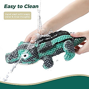 Tikaton Dog Plush Toys - Squeaky Puppy Chew Toy for Teething, Training, Boredom and Stimulating, Perfect Durable Present for Small Medium Large Breeds with Cute Crocodile Shape