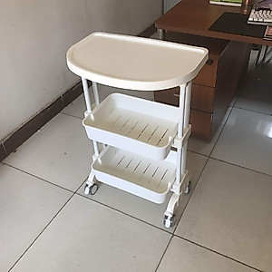 INDYAH Movable Trolleys, Household Serving Cart Spa Beauty Salon Tool Cart on Wheels with 3 Abs Trays, Equipment Tool Rolling Trolley