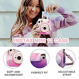 WOGOZAN Case Accessories Kit for Fujifilm Instax Mini 11 Instant Film Camera - Protective Leather Bag Cover with Shoulder Strap - Dream Cloud