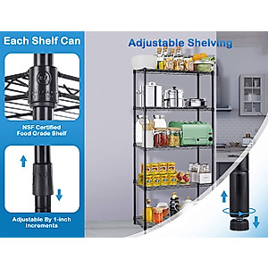 Haiput Wam Storage Shelves, 5 Tier Adjustable Metal Shelving with 1250 Lbs Capacity for Kitchen Laundry Bathroom Pantry Organization, Shelving Unit Wire Shelf Metal Shelves for Storage -14x36x72