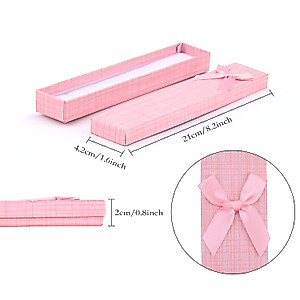 Lainrrew 24 Pcs Gift Box Set, Cardboard Jewelry Necklace Gift Boxes Cotton Filled Cardboard Paper Jewelry Box Gift Cases Bulk for Wedding, Engagement, Anniversaries (White & Pink)