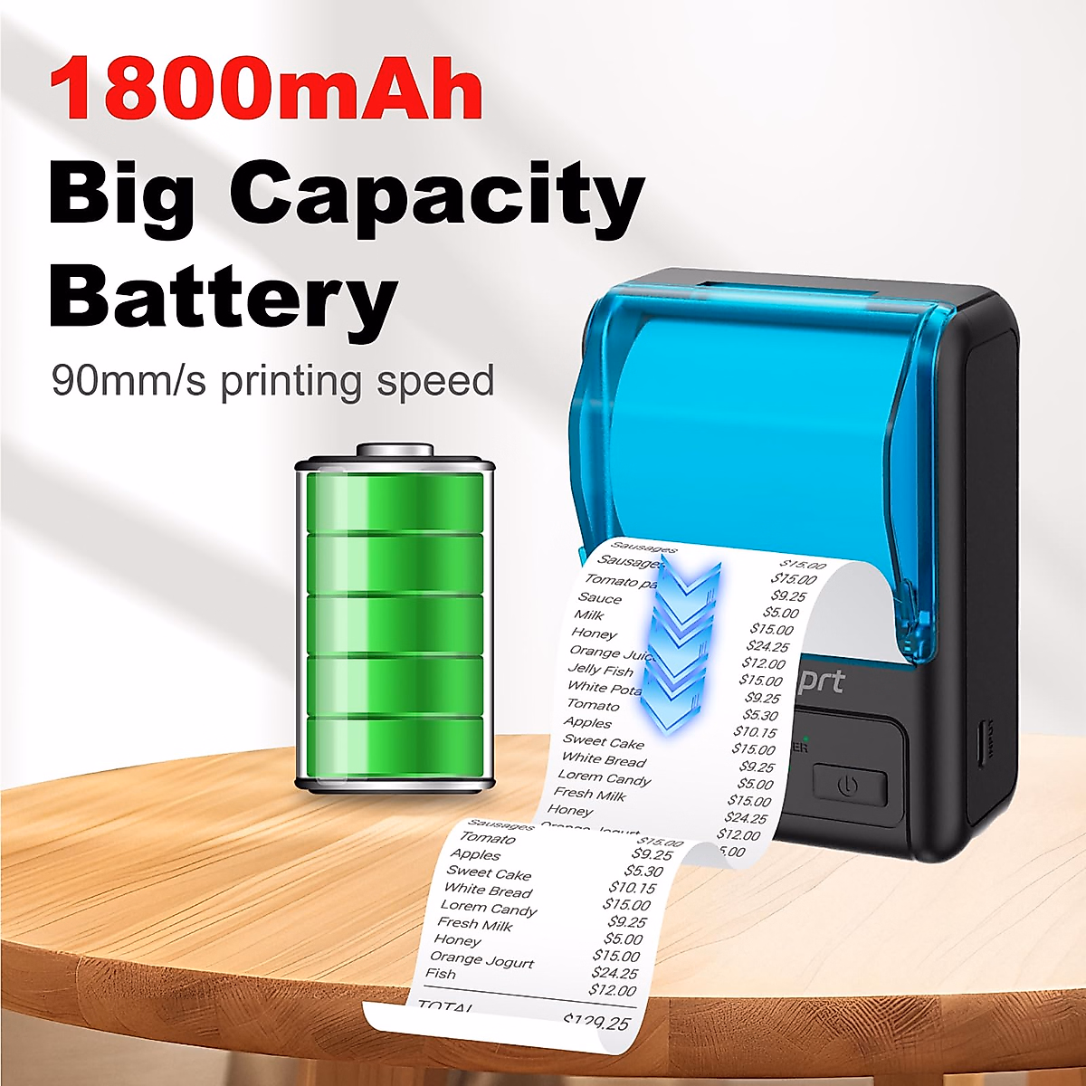 Meiyunprt Receipt Printer Bluetooth Portable Thermal POS Receipt Printer for Small Business 58mm Wireless Mini Mobile Receipt Printer for Android & Windows