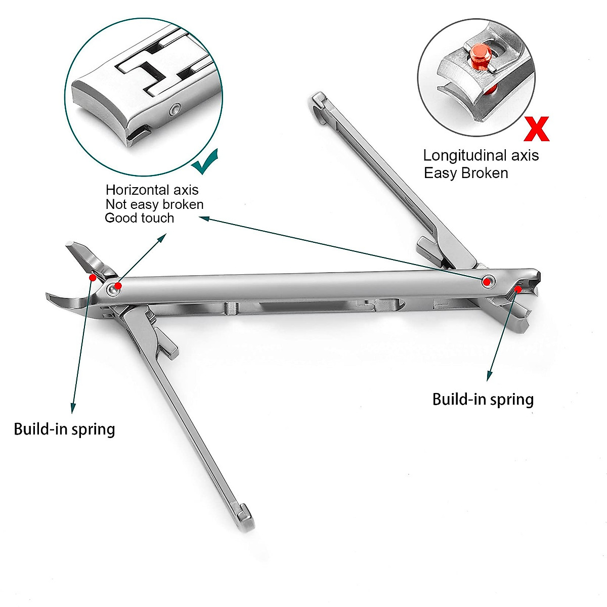 SGNEKOO Ultra-Thin Nail Clippers Foldable Nail Cutter with Double End Curved and Bevel Blade Portable Fingernail Trimmer & Nano Polish Glass File Kit (Silver)