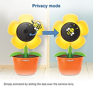 VTech RM9751 Yellow Daisy Smart Wi-Fi Baby Camera, iOS & Android Enabled, 1080p Full HD, Privacy Mode Cover, Night Light, Soothing Sounds & Lullabies, Two-way Intercom,Temperature Sensor, Night Vision