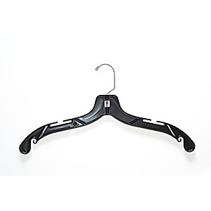 NAHANCO 2508 Plastic Dress Hanger, T-Shirt Weight, 17", Black (Pack of 100)