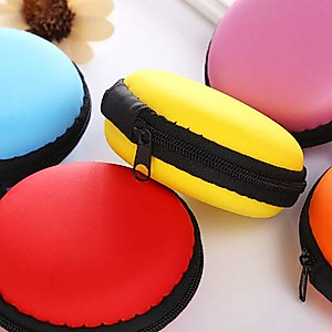 6PACK Portable Round Earphone Carrying Case Mini Pouch Storage for Smartphone Earphone Bluetooth Headset Storage Bags