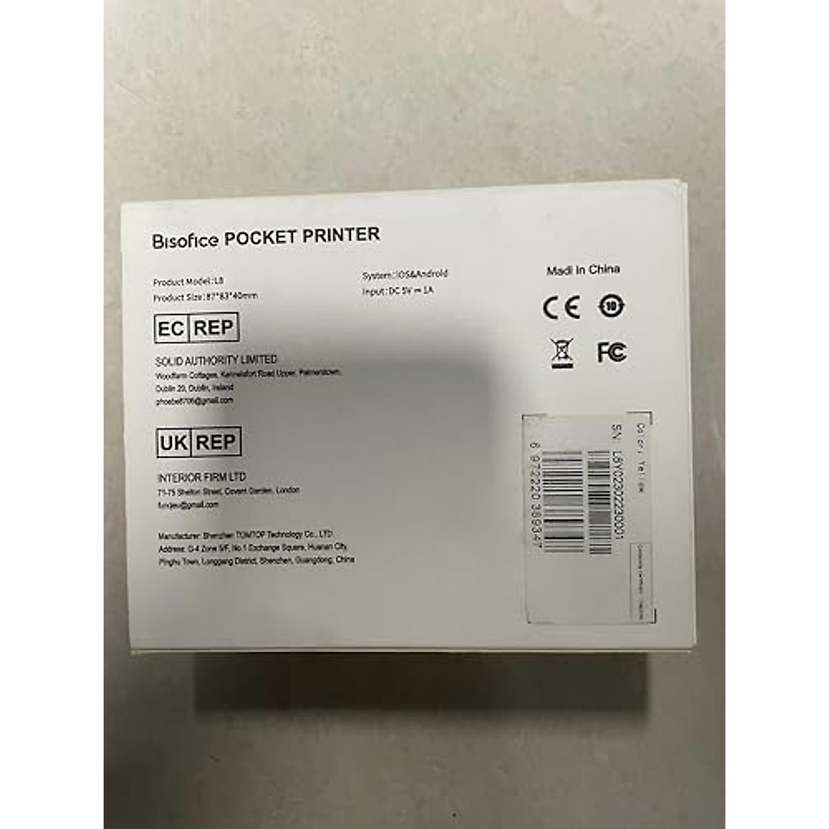 Bisofice Pocket Printer Wireless Bluetooth Thermal Printers, Label Maker, for DIY, Photo Printing, Study Notes, Journal, Work Plan, Inkless Smart Printer Gift, with a Roll Thermal Paper