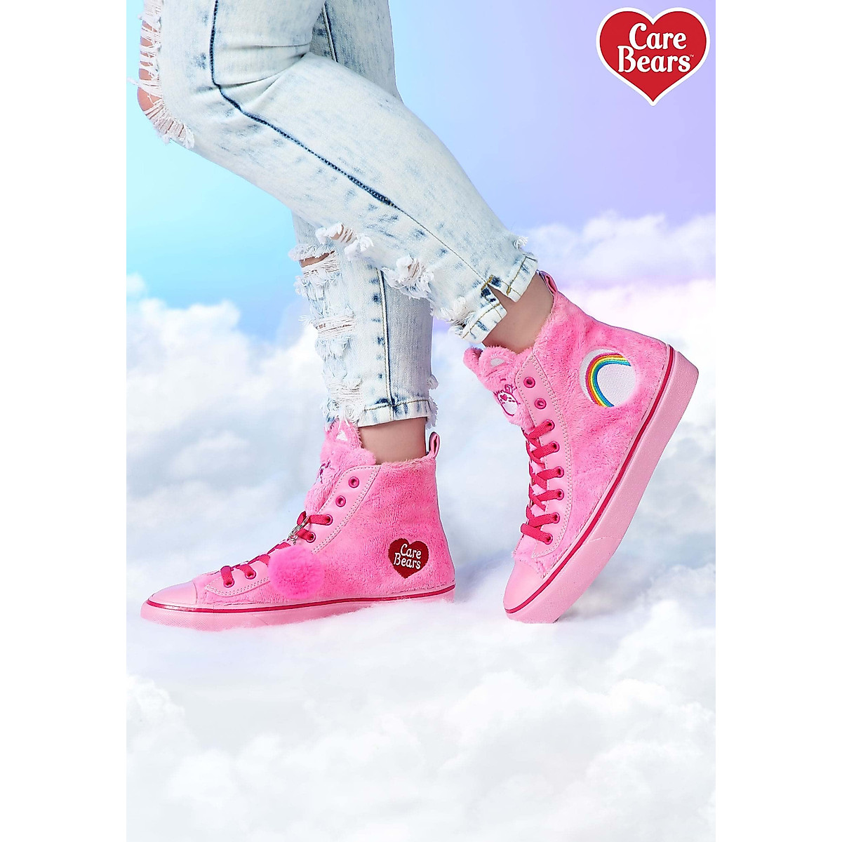 Care Bears Adult Pink Cheer Bear Shoes with Faux Fur and Embroidered Details (US Footwear Size System, Adult, Women, Numeric, Medium, 5)