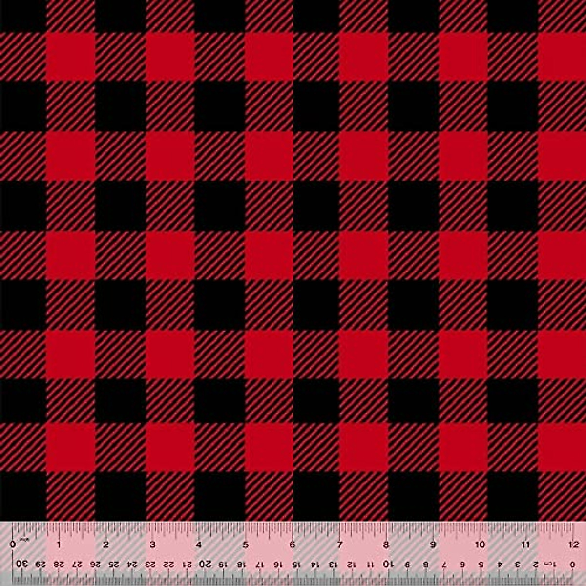 Buffalo Plaid Red & Black Anti-Pill No-Sew Throw Fleece Fabric Kit (50x60)