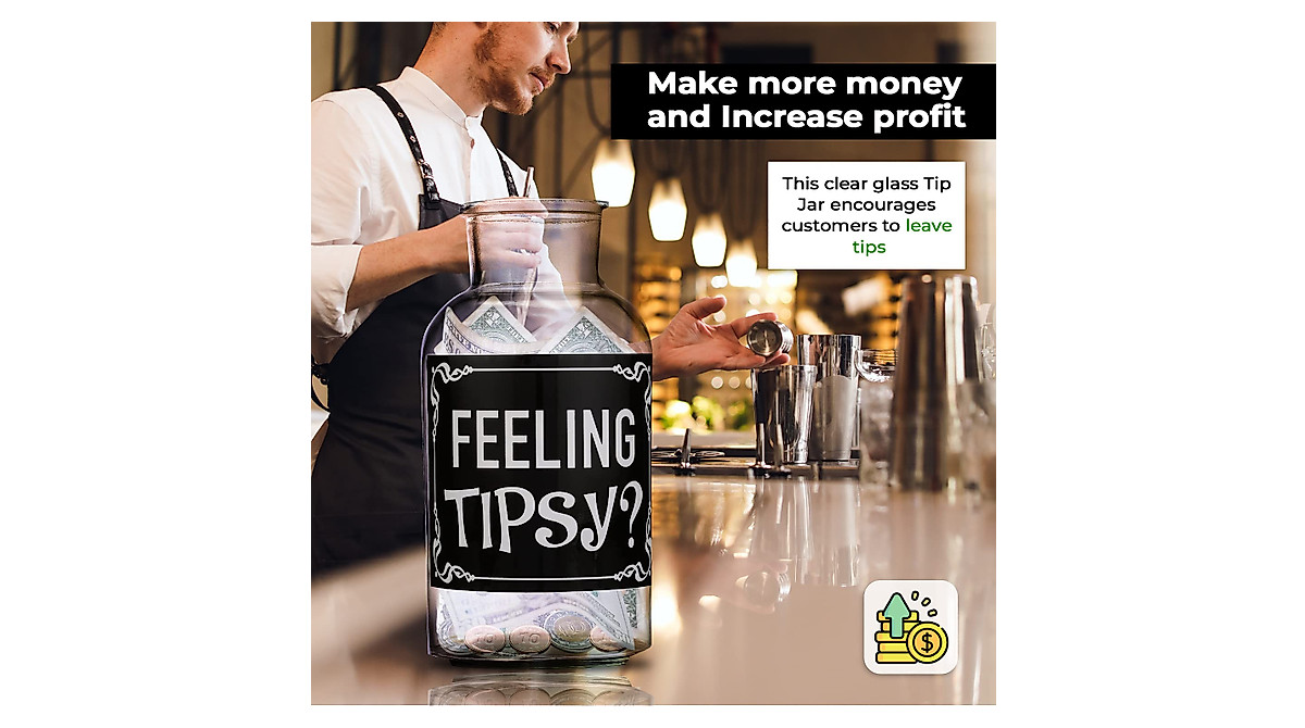 Stylish Glass Tips Jar for Bartenders and Musicians