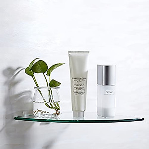 Kingrol 3 Pack Glass Bathroom Shower Shelves, Extra Thick Wall Mounted Shelves, Clear Floating Corner Shelves for Kitchen, Bathroom, Living Room, Office