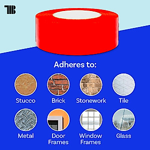 Red Stucco Tape, Case of 24 Rolls, 2 inch x 60 Yards, UV Resistant Polyethylene Tape (PE Tape)