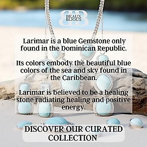 Larimar Earrings for Women - Blue Earrings Dangle - Gemstone Earrings for Women - Teardrop Blue Drop Earrings for Women - Blue and Silver Earrings - Larimar Jewelry - Pear Dangle Earrings
