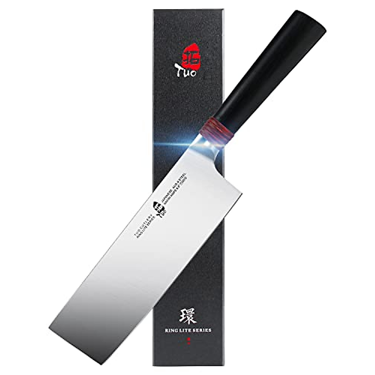 TUO Nakiri Knife 6.5 inch - Professional Kitchen Vegetable Cleaver Knife Asian Usuba Knives for Vegetables and Fruits - AUS-8 Stainless Steel with Pakkawood Handle - Ring Lite Series with Gift Box