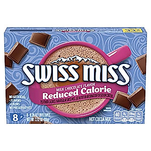 Swiss Miss Milk Chocolate Flavor Reduced Calorie Hot Cocoa Mix, 0.39 oz. 8-Count (Pack of 12)