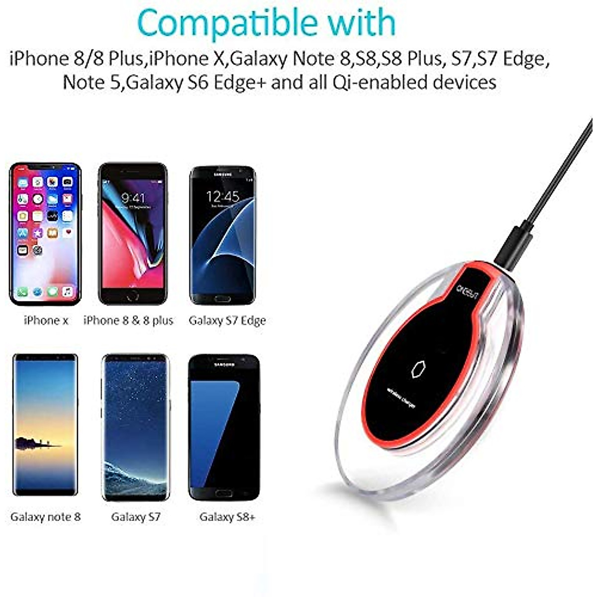 Wireless Charger Pad for iPhone 14 Plus/Pro Max/13/13 Pro Max/ 12 Mini/12 Pro Max/11/SE 2020/Xs Max/XR/X/8 Plus, Galaxy Note 20 Ultra/10+/9/8/S20 S21 S22 Ultra S10+ S10e