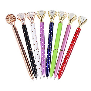 Big Diamond Pen 20 Pieces Rhinestones Crystal Metal Ballpoint Pens Black Ink With 20 Pack 3.2'' Ballpoint Pen Refills, Different Colors (20Pcs Big Diamond Pen)